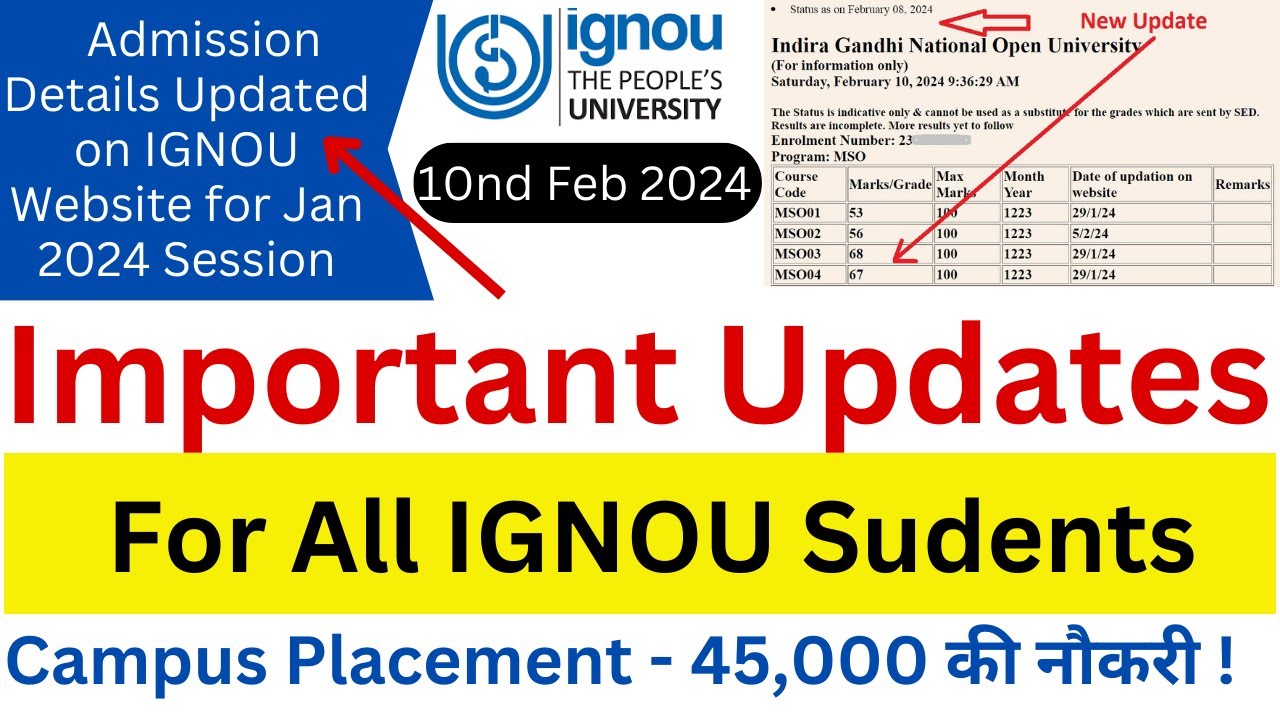 IGNOU Important Update For All Students | Ignou Dec 2023 Exam Result ...