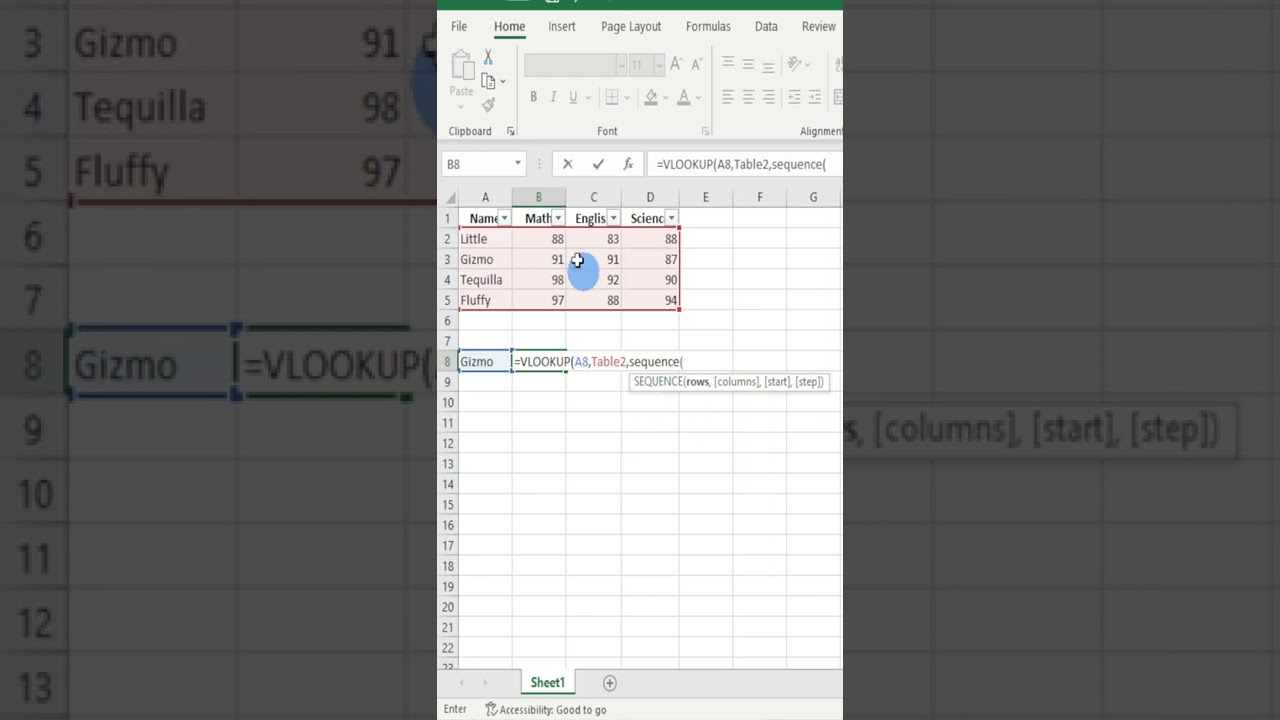 Shortcut On Vlookup Function Using The Sequence Function #Shorts - YouTube