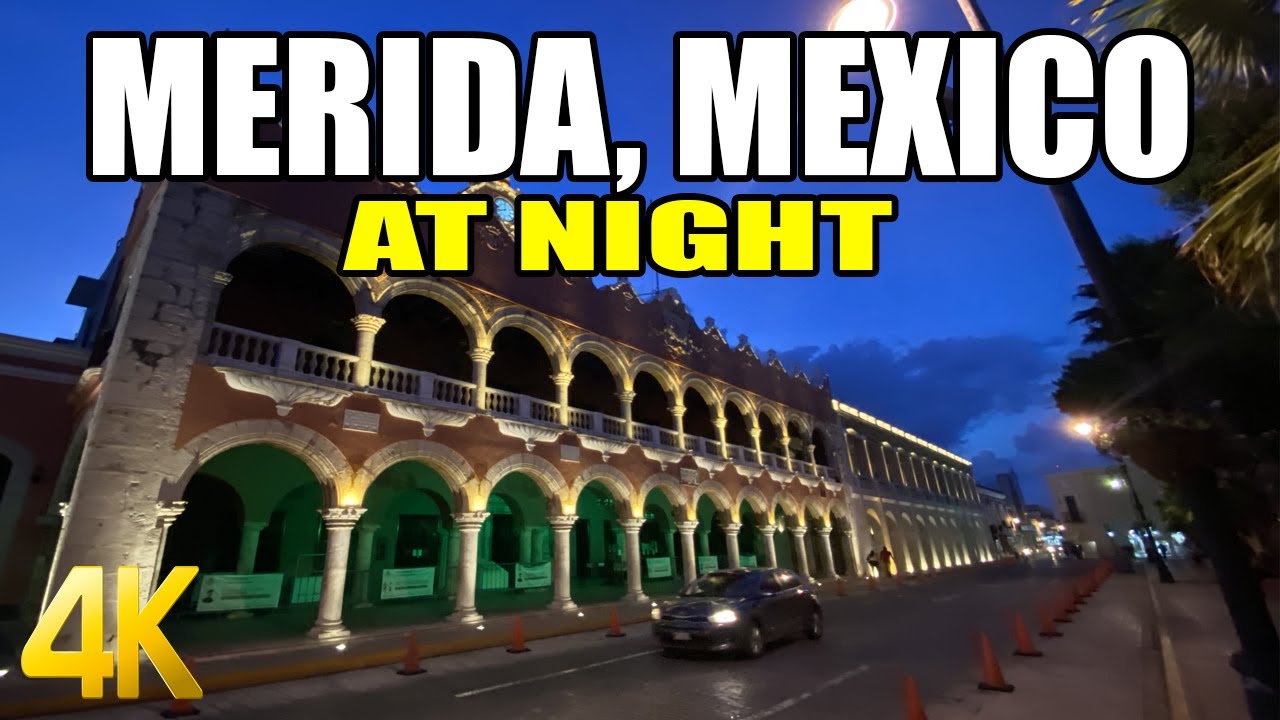 Walking Tour in Merida, Mexico at Night - 4K - YouTube