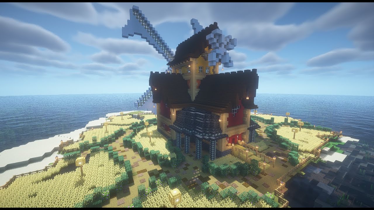 Minecraft timelapse grain windmill - YouTube