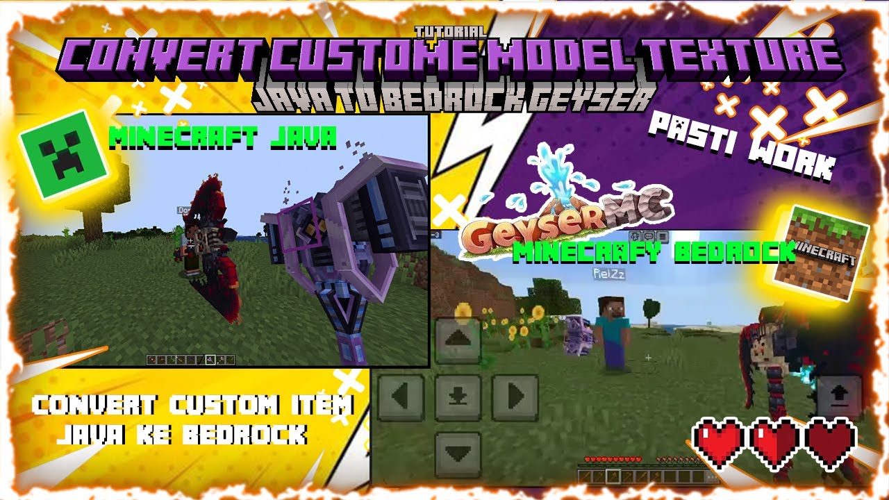CARA CONVERT TEXTURE JAVA TO BEDROCK EDITION | GEYSER MC CUSTOM MODEL ...