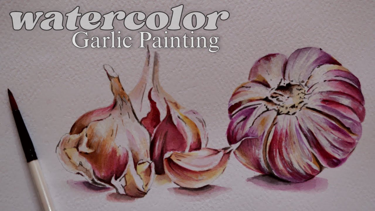 How to Paint Garlic | Watercolor Realistic Garlic Painting For ...
