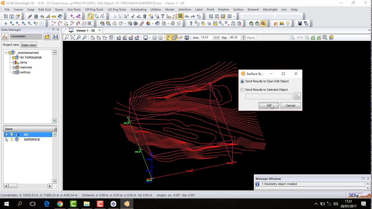 Creacion De Archivo 10 Y Introduccion Al Ms 3d En Minesight 95 Youtube