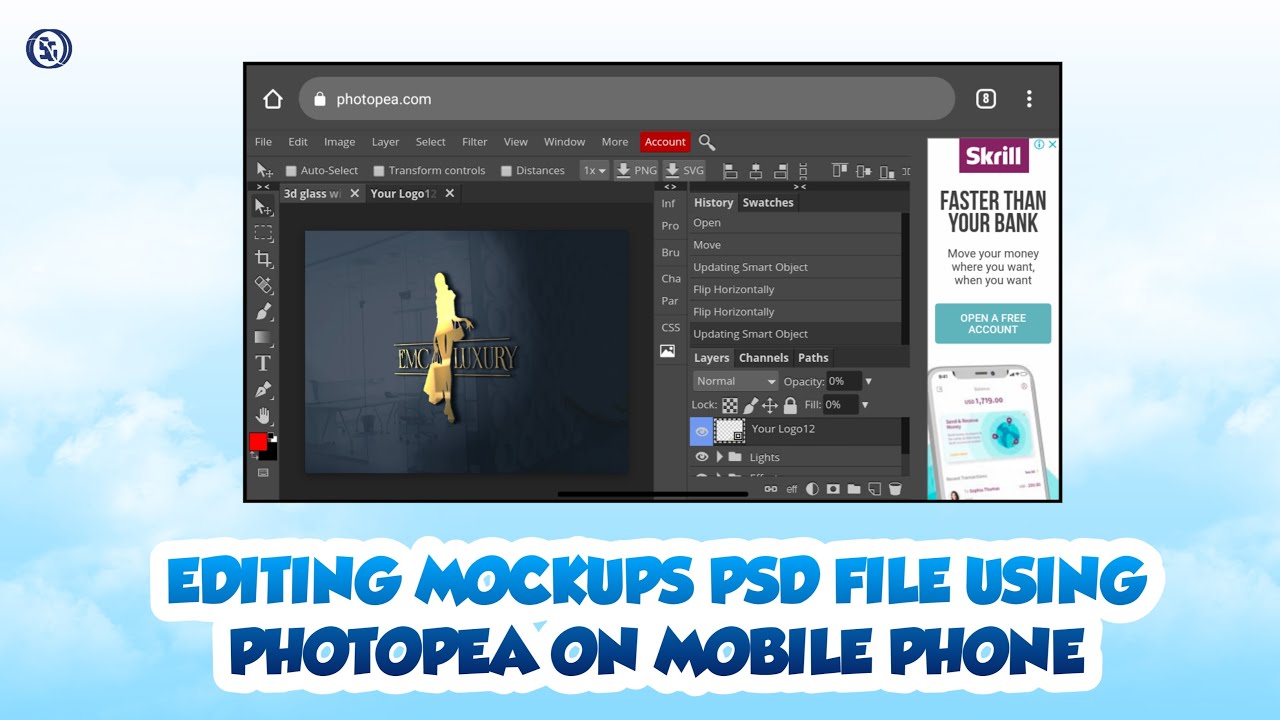 Photoshop On Mobile Phone (Editing Mockups Using PHOTOPEA) - YouTube