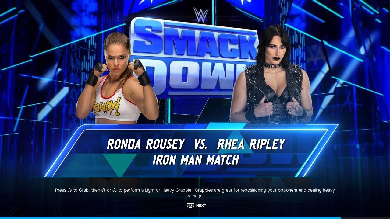 WWE 2K24: Ronda Rousey vs. Rhea Ripley - Iron Man Match Clash - YouTube