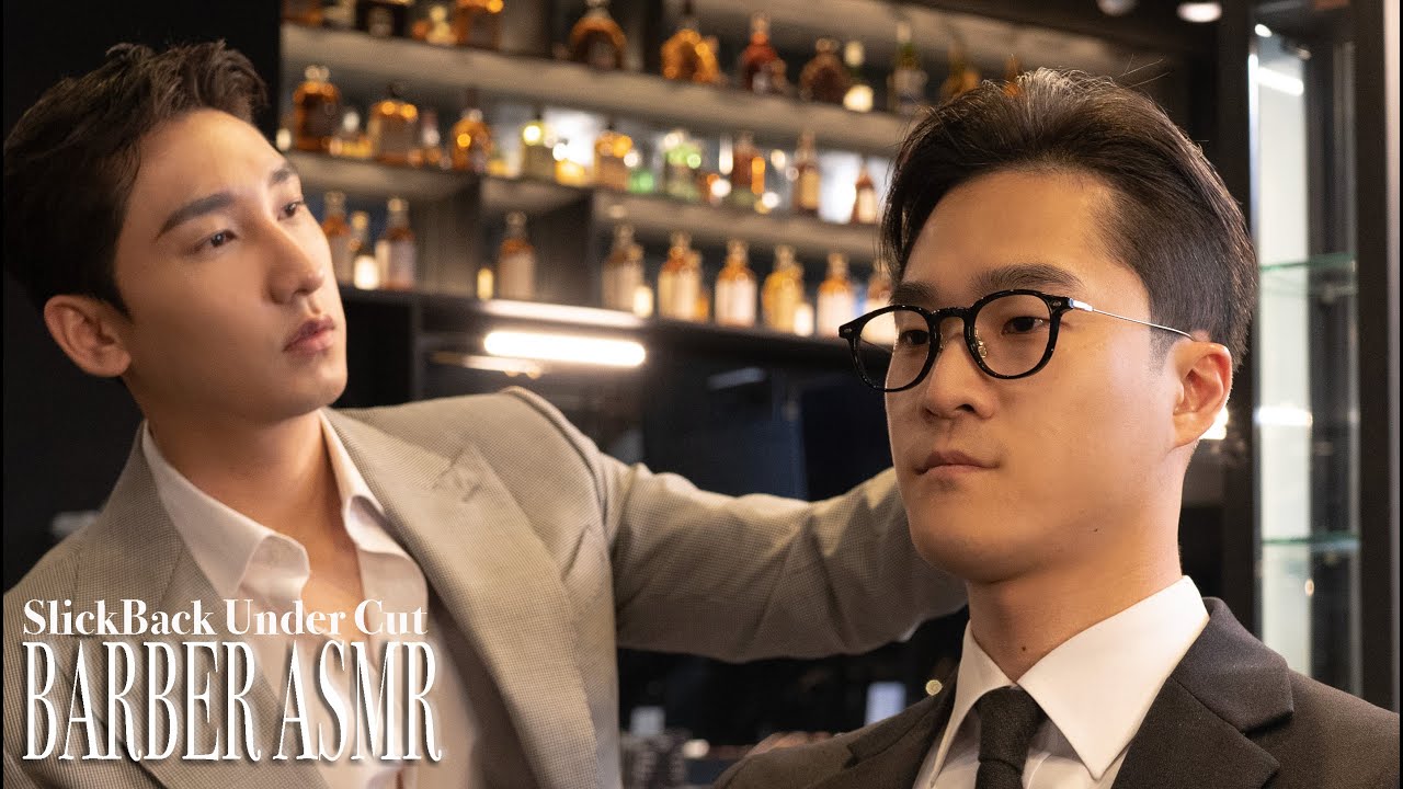 ASMR BARBER💈- 다운펌 하나로 회사원들에게 추천하는 모던한 슬릭백언더컷 l Korean haircut ...