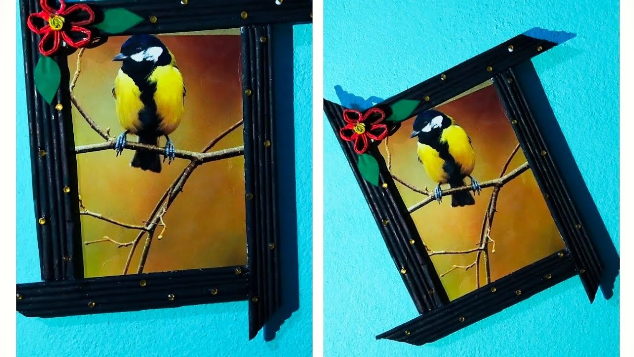 How to make photo frame at home//with new papers Sticks//esay frame ...