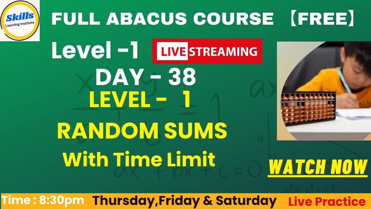 Abacus Level - 1 Random Sums. DAY - 38 - YouTube