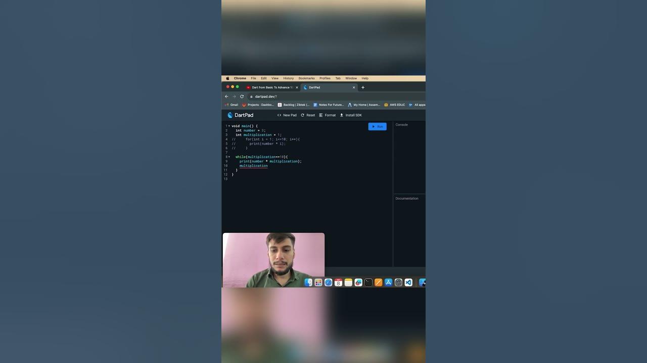 While Loop In Dart Dartprogramming Dartpad Shorts Flutter Learningbuddy Coding Day10