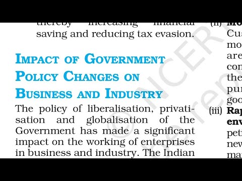 impact of government policy changes on business and industry || ncert ...