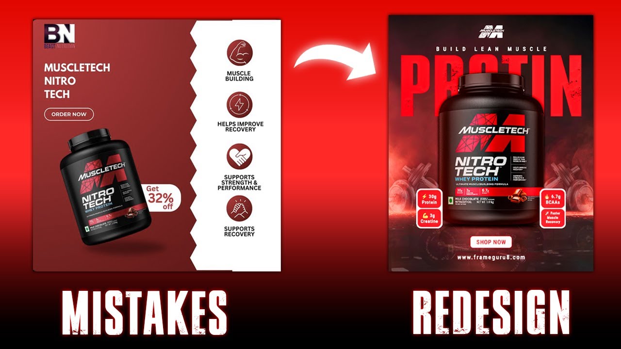 I Redesigned This Protein Ad Poster in Photoshop… HUGE Difference 😱 ...