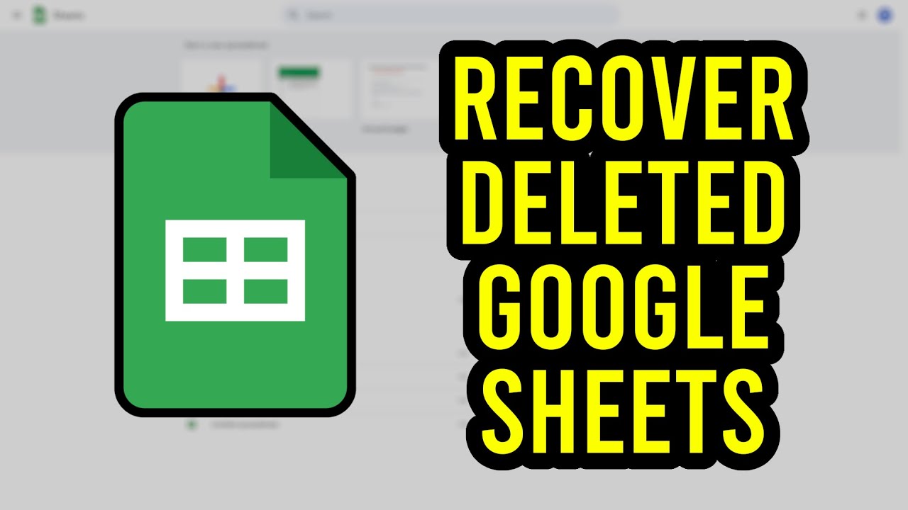 How To Recover Deleted Google Sheets - YouTube