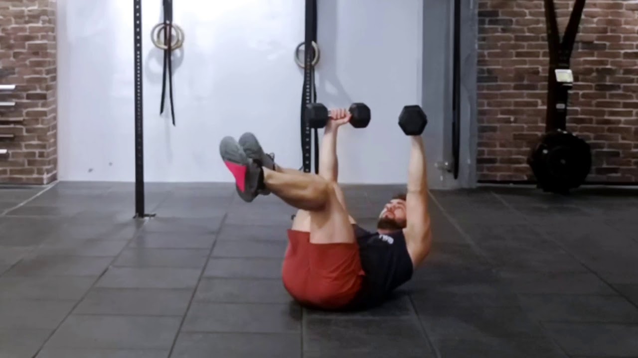 Dual dumbbell deadbug - YouTube