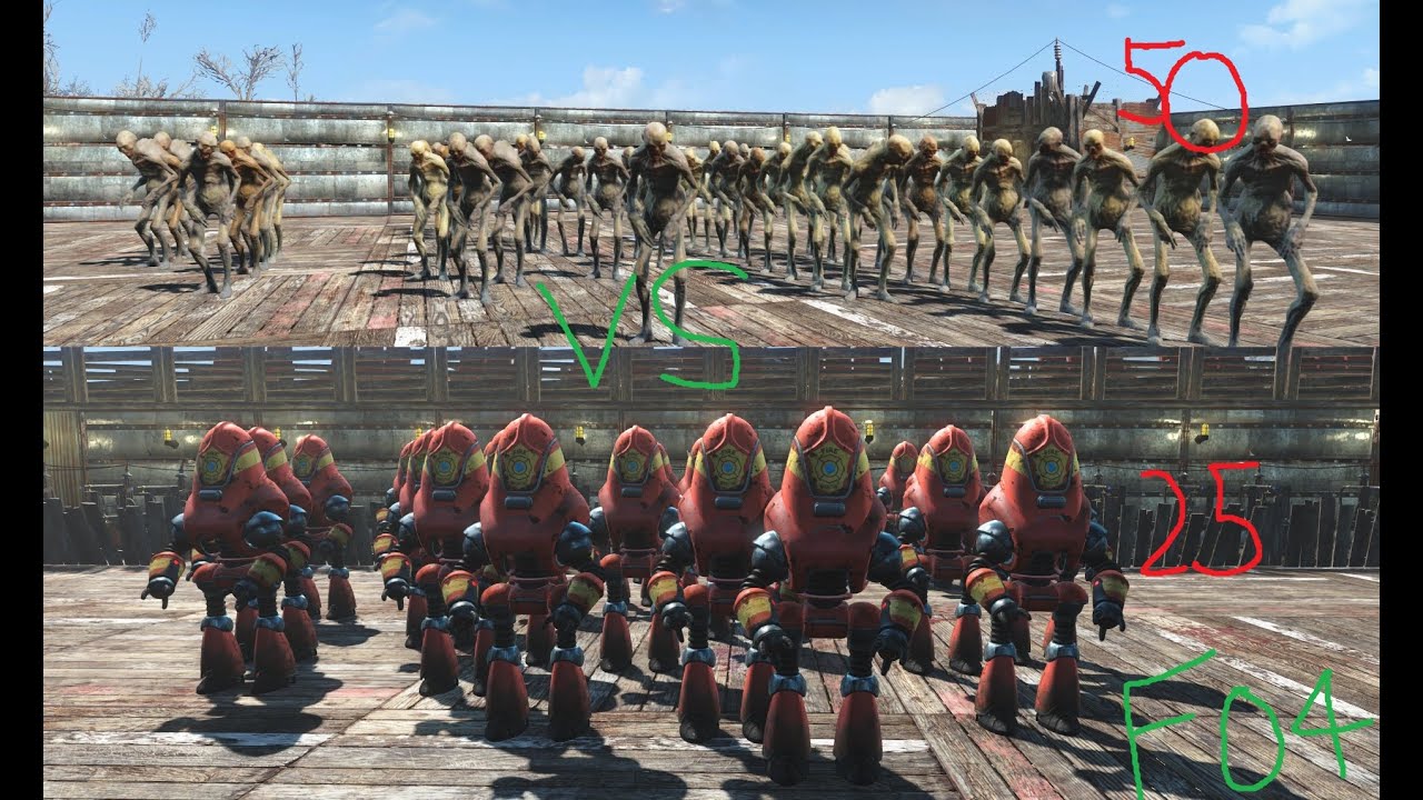 Fallout 4 Arena Battles - 25 Protectron Fire Brigade vs 50 Withered ...