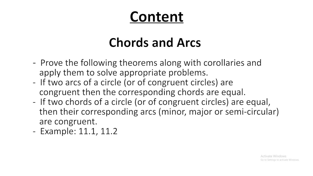 Secondary Class 10th Maths chapter 11-chords and arcs [lecture 01 - YouTube