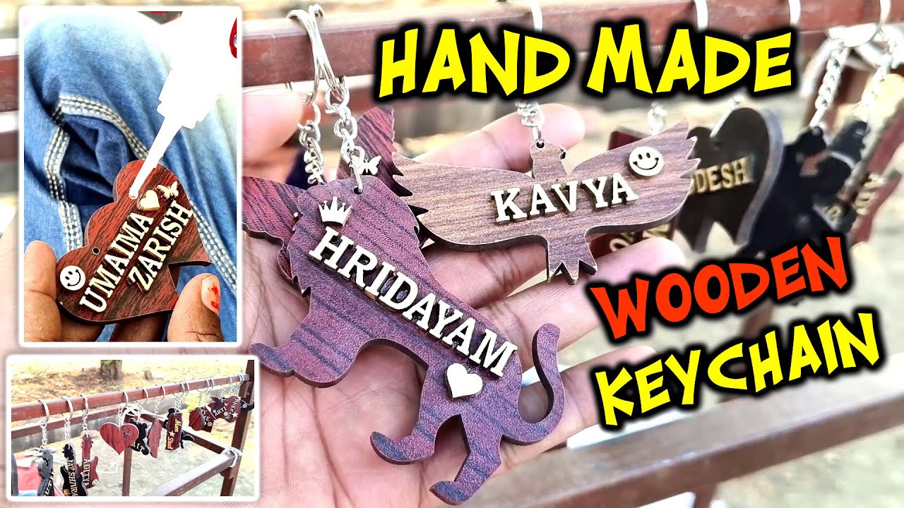 Wooden Keychain Making | Printing Names on Wooden Key Chain | Hand Made ...