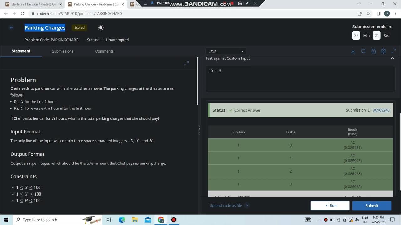 Parking Charges | Codechef | Starters 91 | Solution Code | Rated. - YouTube