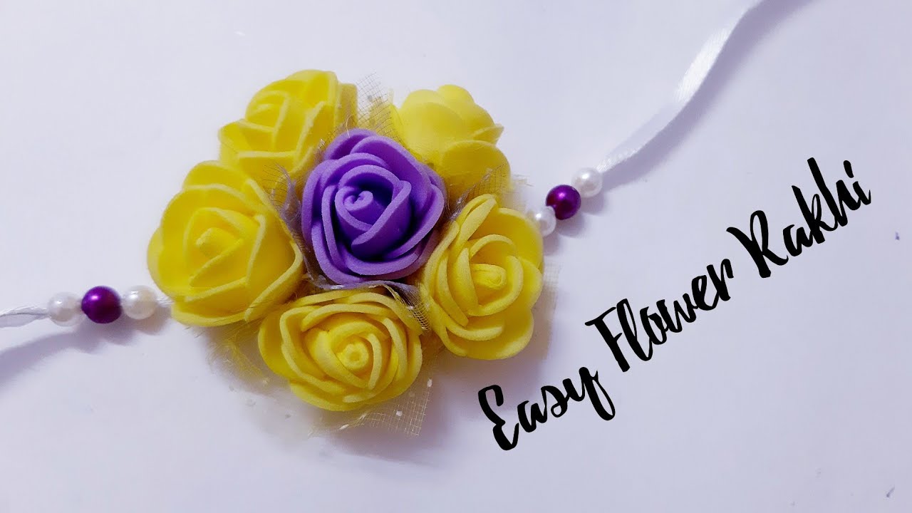 How to make Flower Rakhi/Homemade Rakhi/Easy Rakhi/DIY Rakhi - YouTube