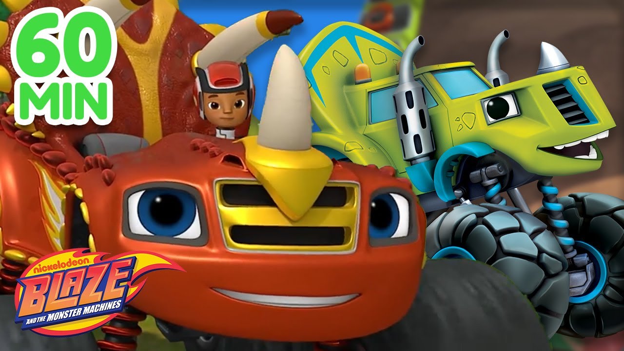 Blaze & Zeg Dinosaur Action-Packed Rescues! 🦖 30 Minute Compilation ...