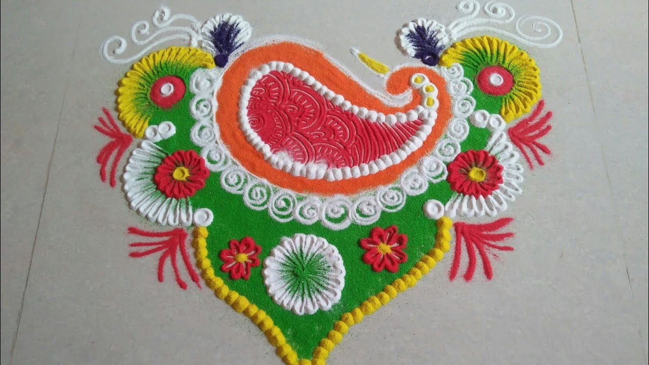 Simple and easy rangoli design by Pooja Mahajan / सबसे आसान - YouTube