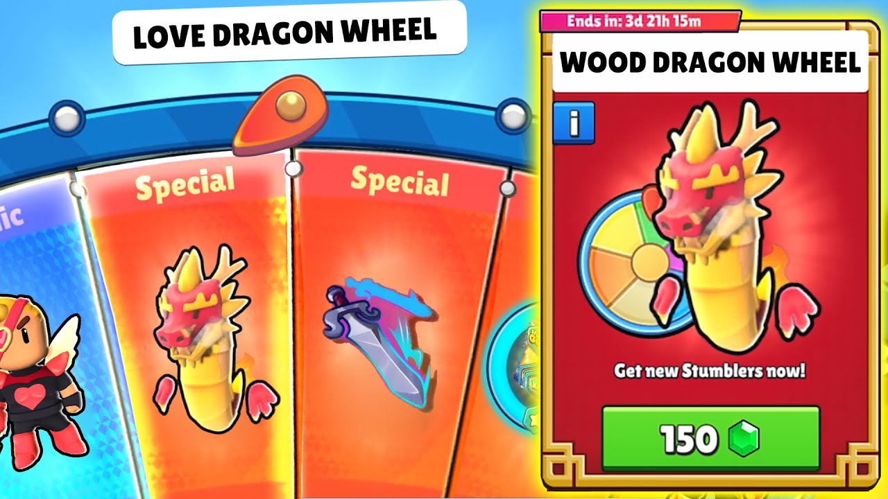 "NEW" WOOD DRAGON WHEEL & LOVE SHOT WHEEL | Stumble Guys - YouTube