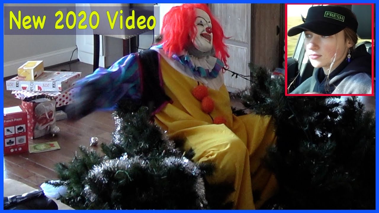 Scary Clown Gets Tangled Up in Our Christmas Tree - YouTube