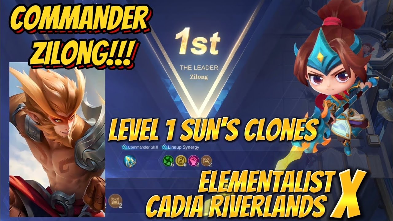 LEVEL 1 SUN'S CLONES | ELEMENTALIST X CADIA RIVERLANDS | COMMANDER ZILONG | Magic Chess MLBB ...