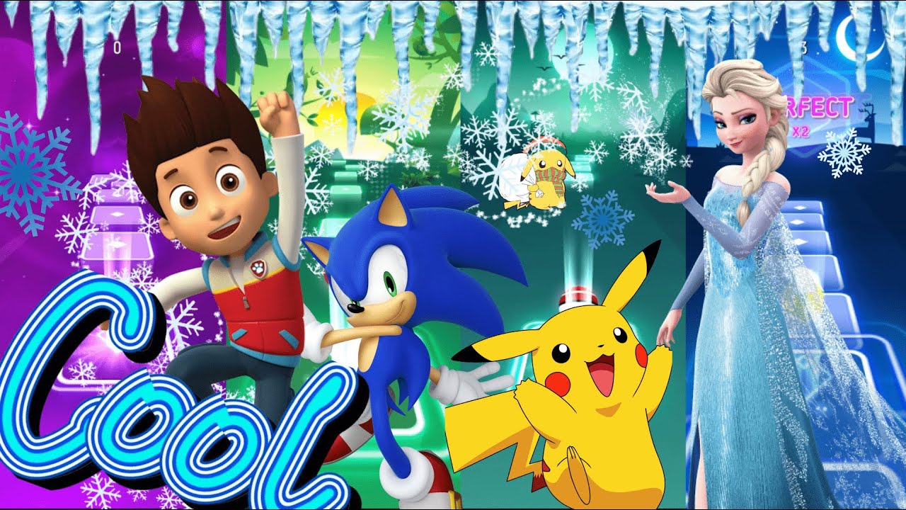 Ryder Paw Patrol 🆚 Sonic 🆚 Pikachu 🆚 Frozen Elsa in Tiles Hop EDM Rush ...
