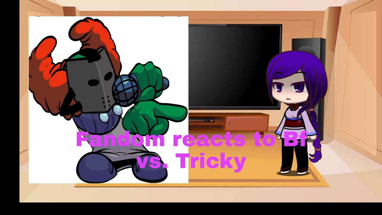 Fandom reacts to Bf vs. Tricky FNF mod Part 1/2 - YouTube