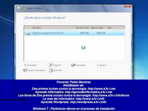 Particionar discos en la instalación de Windows 7