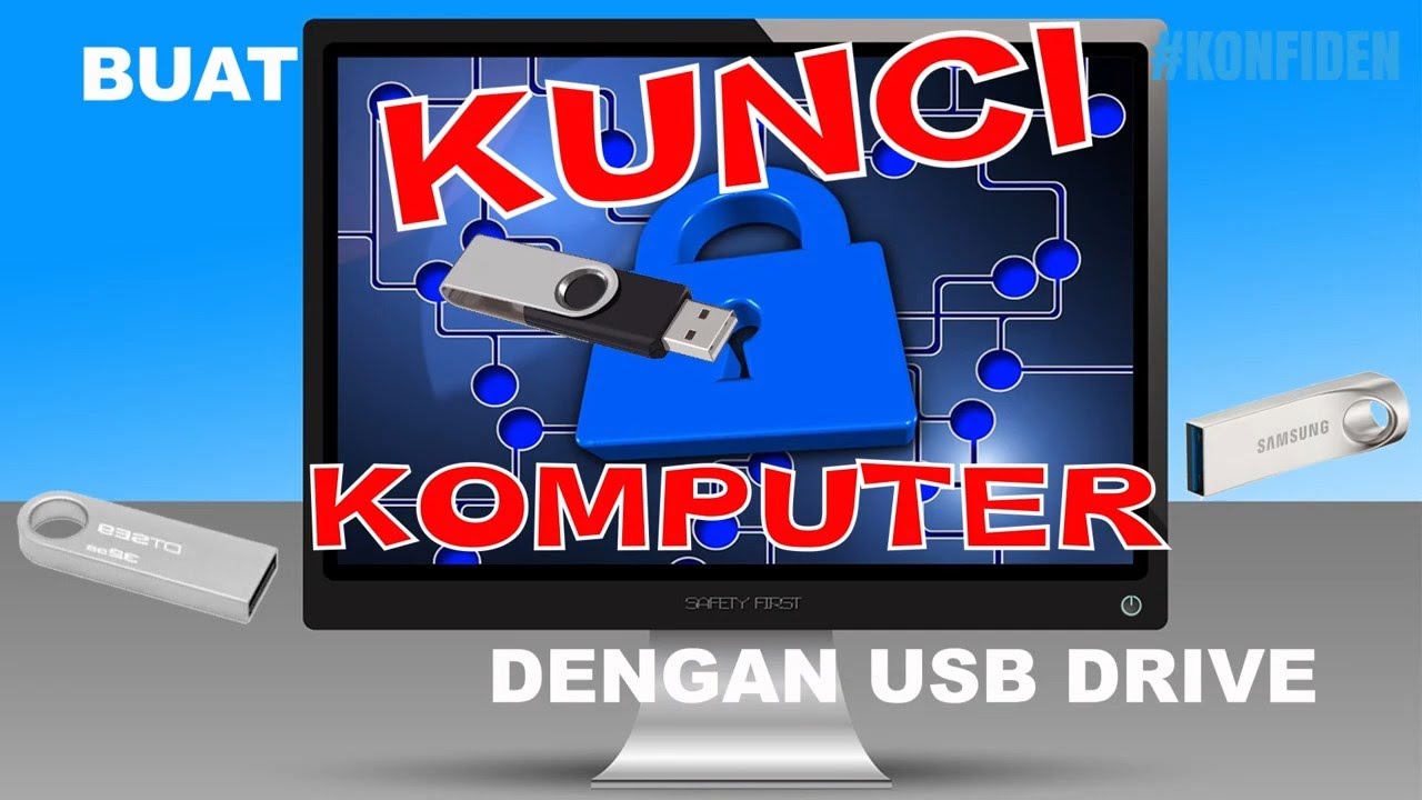 Buat kunci komputer dengan USB drive - YouTube