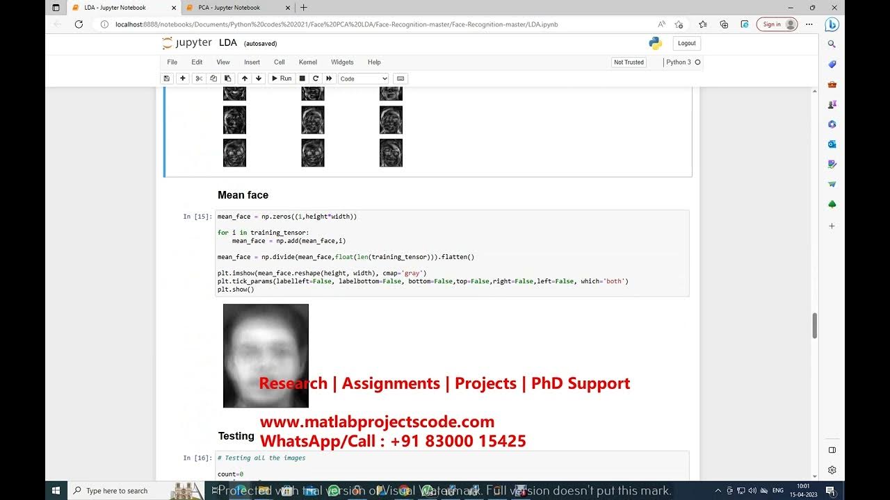 Python code for face recognition LDA - Face recognition using PCA and LDA - YouTube