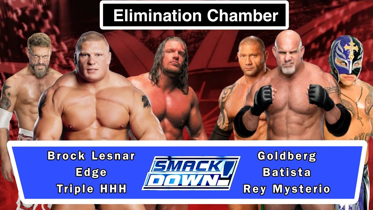 Elimination chamber - Brock Lesnar, Triple H, Edge, Batista, Goldberg ...
