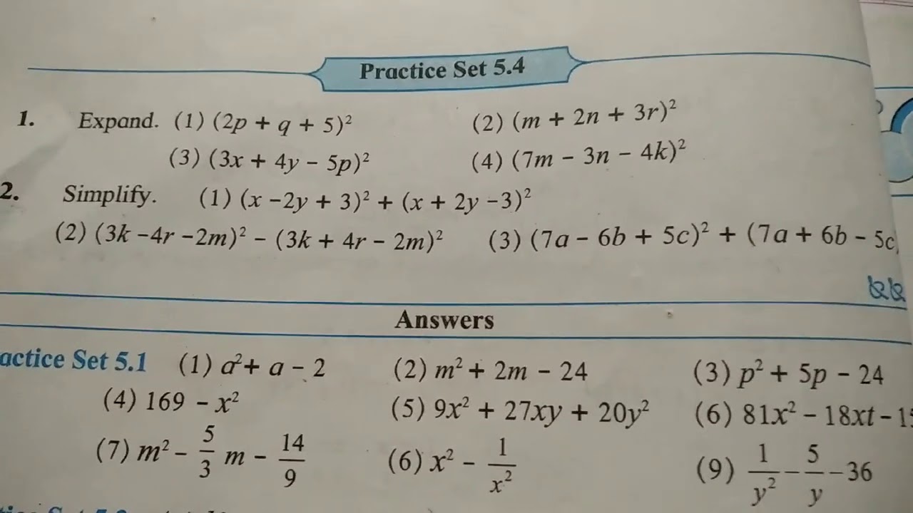 8th standard, Maths, chapter 5 (practice set 5.4-continued) - YouTube