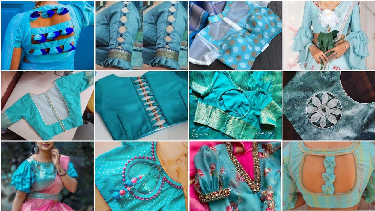 sky blue blouse designs new model/blouse back neck designs/blouse neck ...