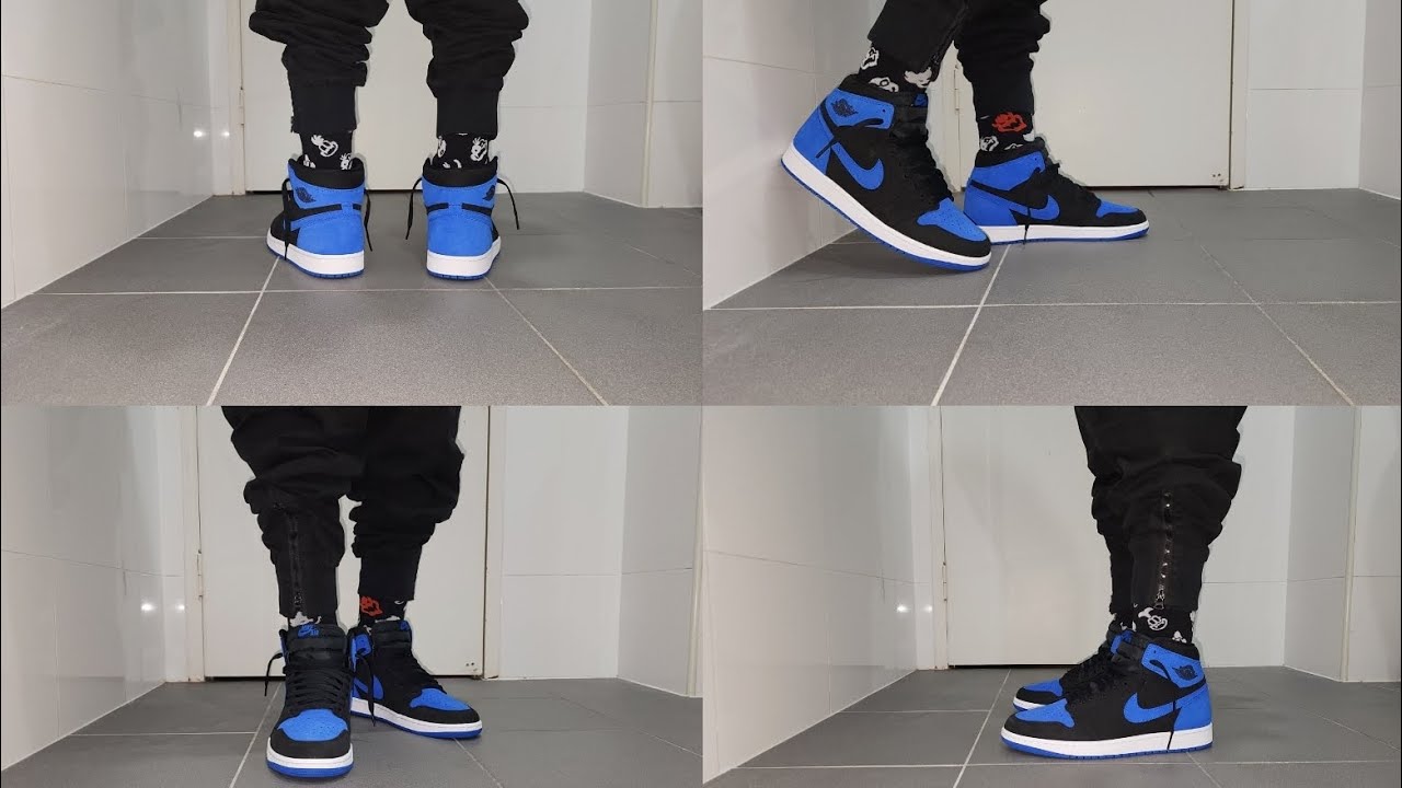 Air Jordan High OG Royal Reimagined Royal Blue Black On Feet - YouTube