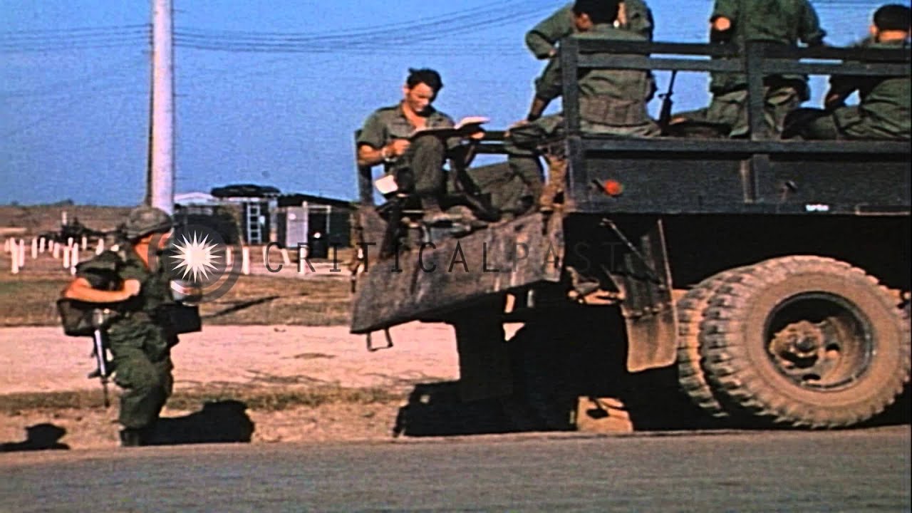 Army Convoy Vietnam 1968 U.S. Marines Move Along As They Walk Towards