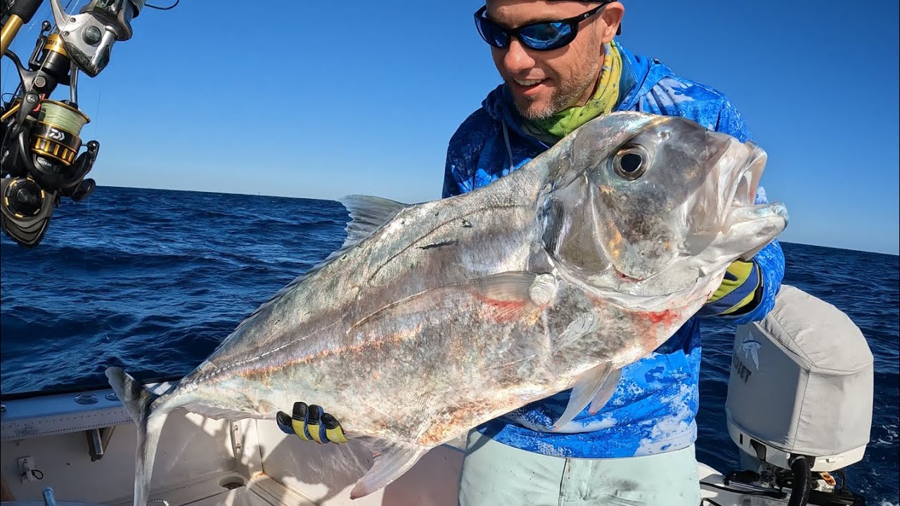 Hand reeling Monster African Pompano! Fishing trip for Mutton Snapper ...