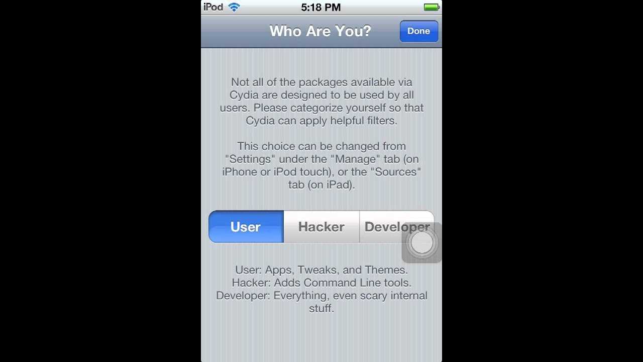 How to switch Cydia settings to User, Hacker, or Developer - YouTube
