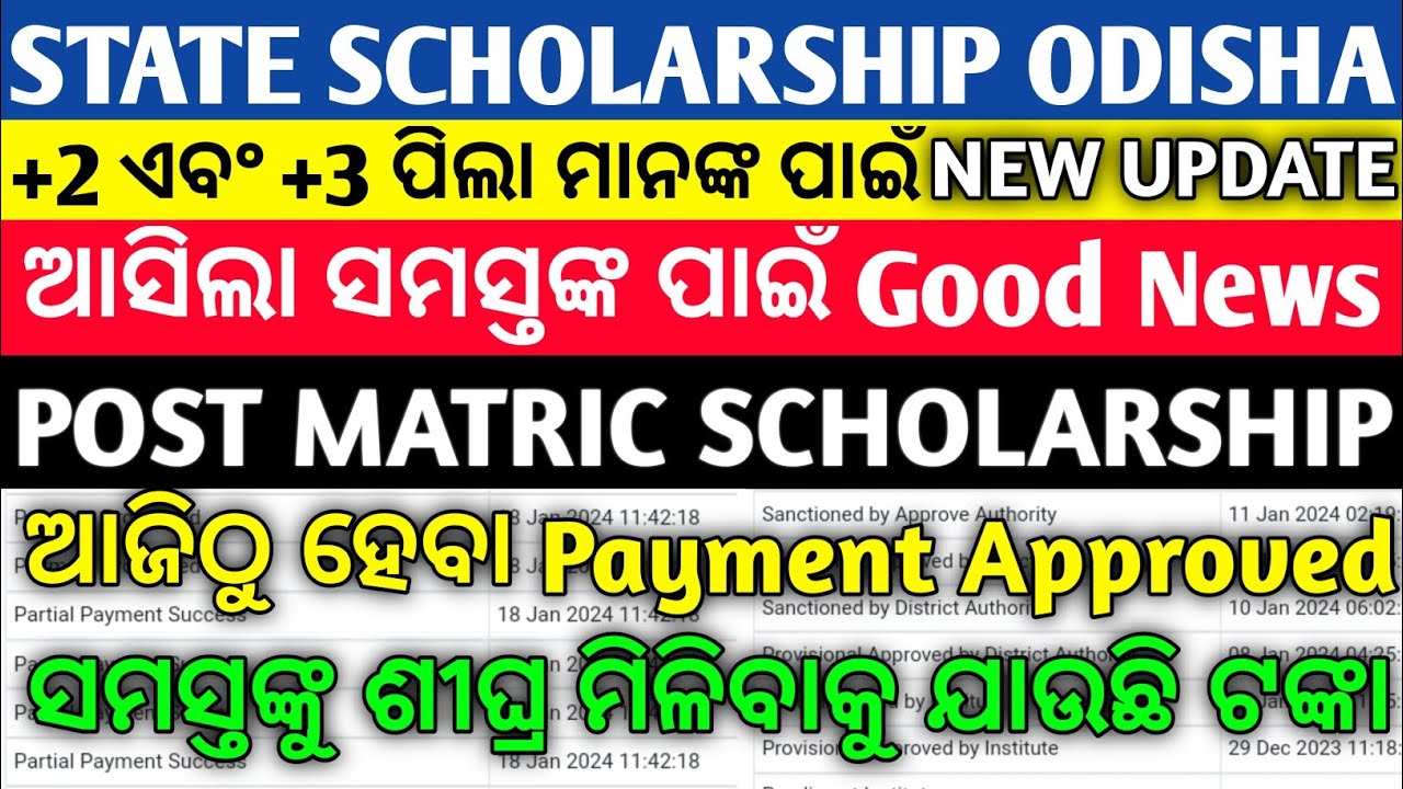 Good News State Scholarship New Update Odisha 2024 || Post Matric ...