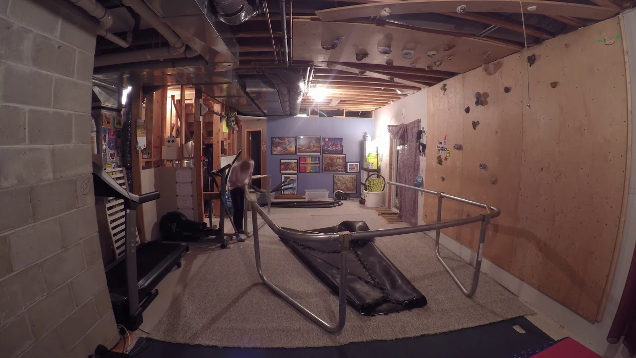 TRAMPOLINE VS. BASEMENT!!! - YouTube