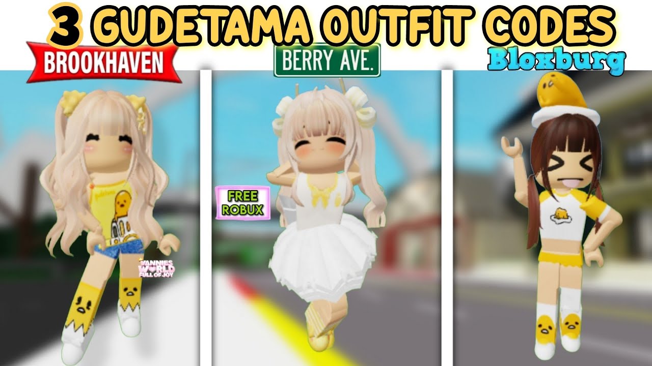 CUTE GUDETAMA OUTFIT ID CODES FOR BROOKHAVEN 🏡RP BERRY AVENUE AND ...
