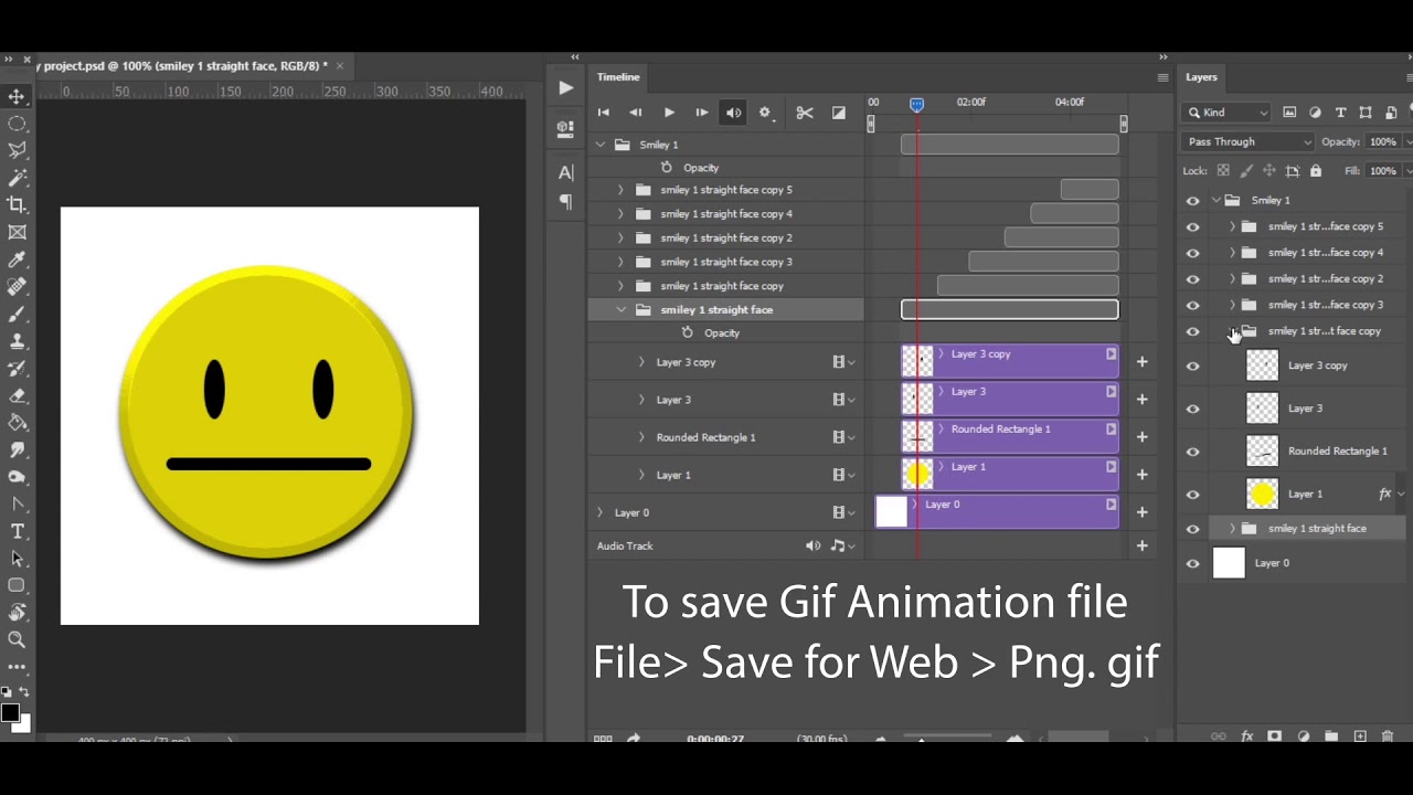 Create Gif animation I Smiley I Adobe Photoshop - YouTube