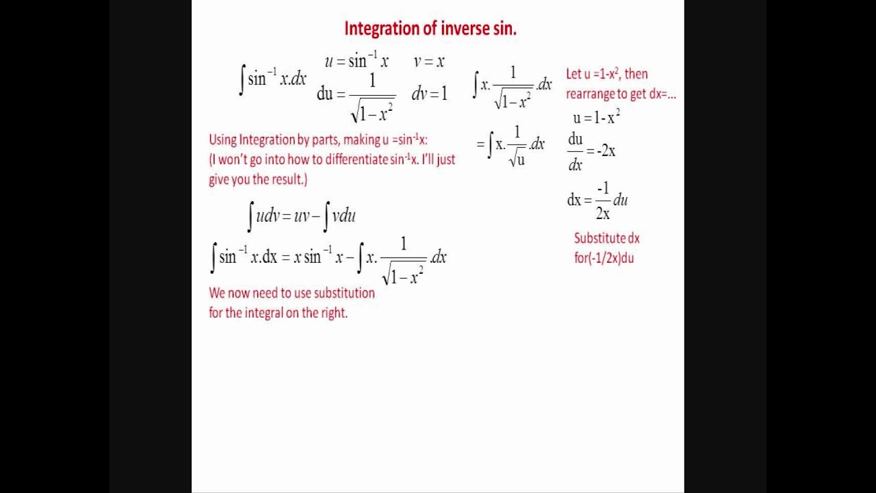 Integration Of Inverse Sin sin 1x YouTube