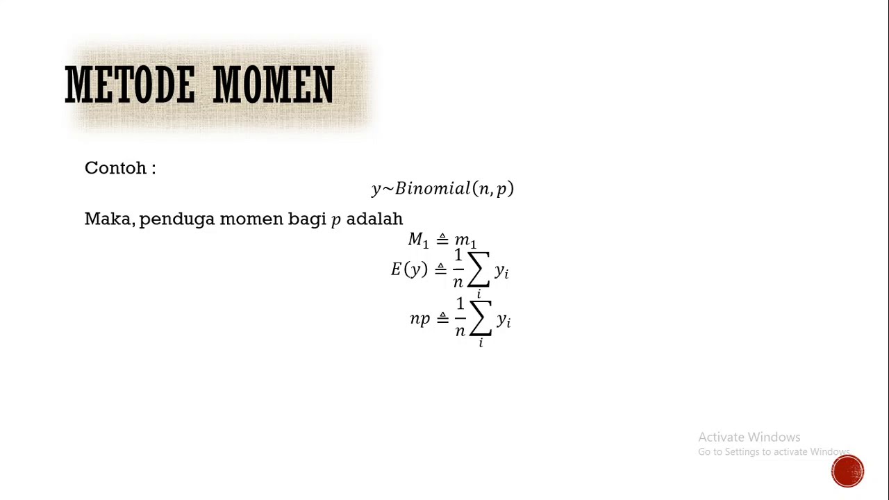 Pendugaan Parameter Metode Momen, Maximum Likelihood, dan Bayes | Teori Statistika - YouTube
