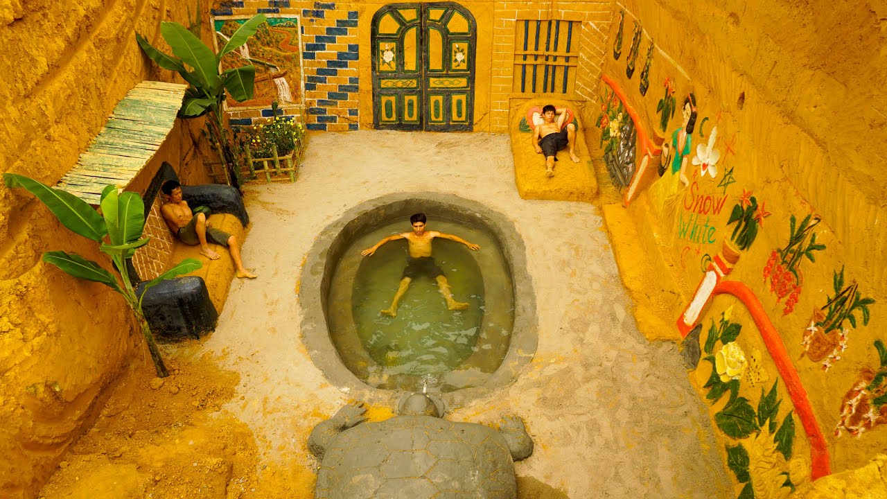 Build underground swimming pool with modern underground large bed - YouTube