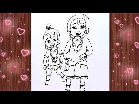 Krishna and balaram Drawing step by step/ how to draw Krishna and ...