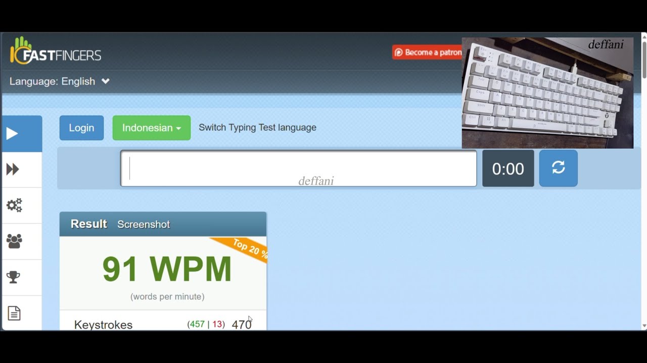 Belajar-10 Fast Fingers 91 WPM (Bahasa Indonesia) - YouTube