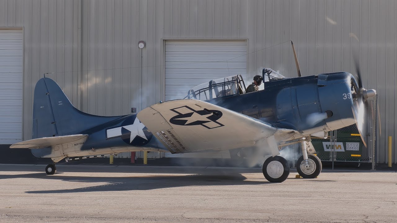 Douglas SBD Dauntless Engine Start & Taxi - YouTube