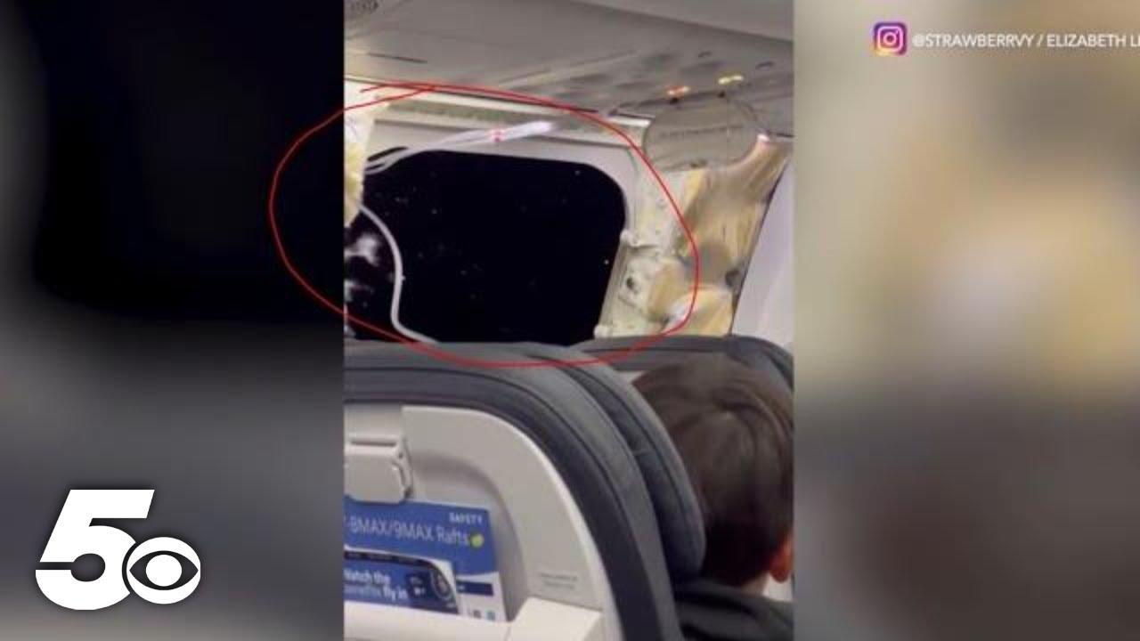 Door plug blows out midflight on Alaska Airlines plane - YouTube